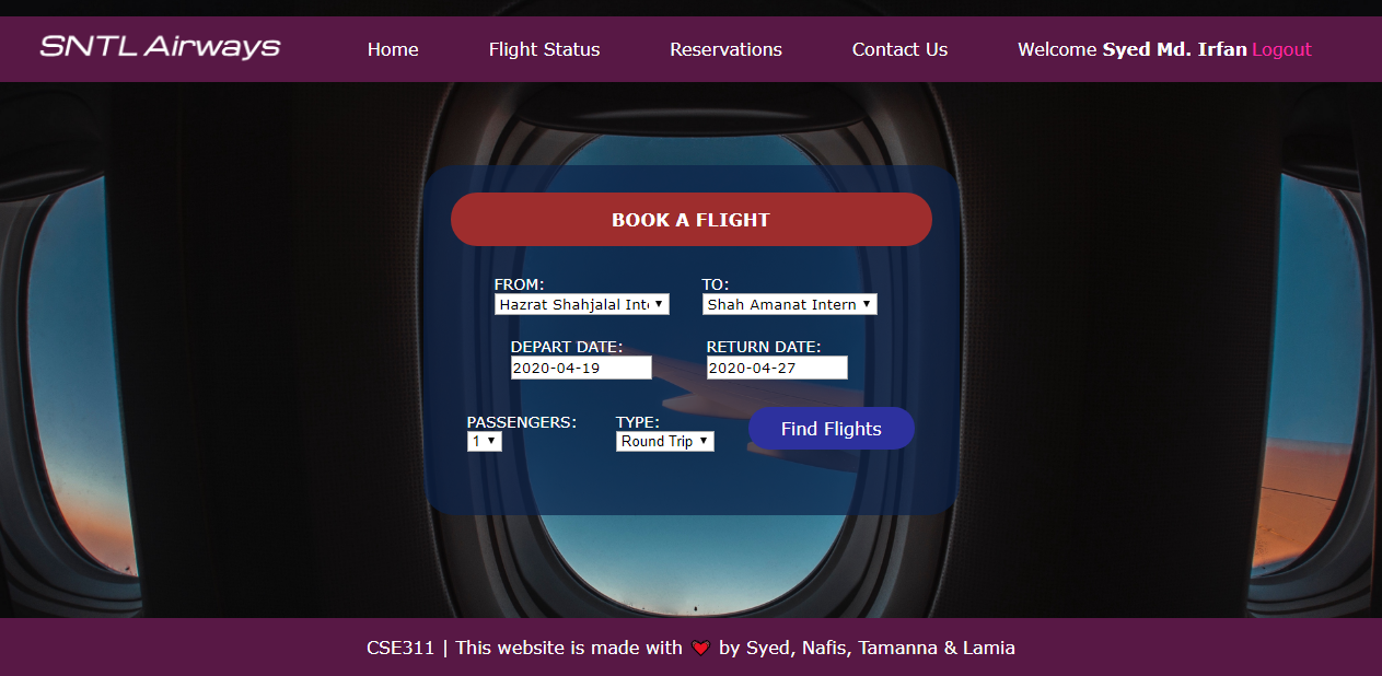 Online Flight Booking - SNTL Airways | FlightBooking